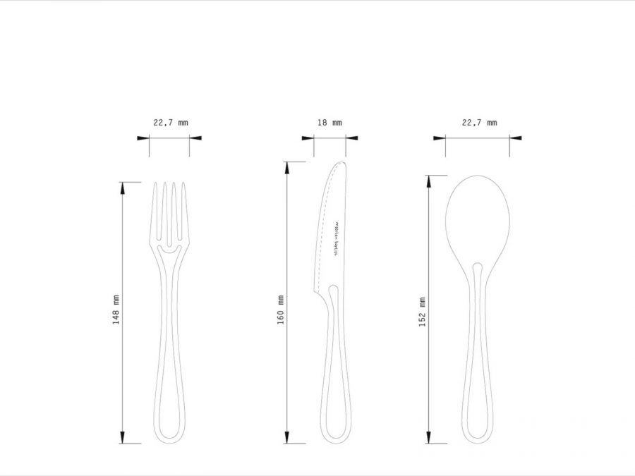 Outline cutlery 6 cake forks by Maarten Baptist, Eindhoven