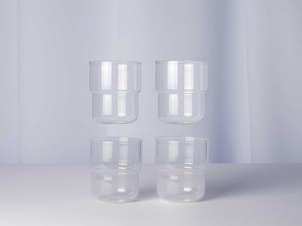 Multi colour stack glasses 250ml / 8.4 fluid ounces drinking glass