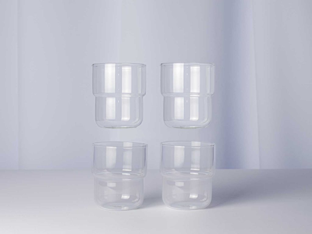 Multi colour stack glasses 250ml / 8.4 fluid ounces drinking glass