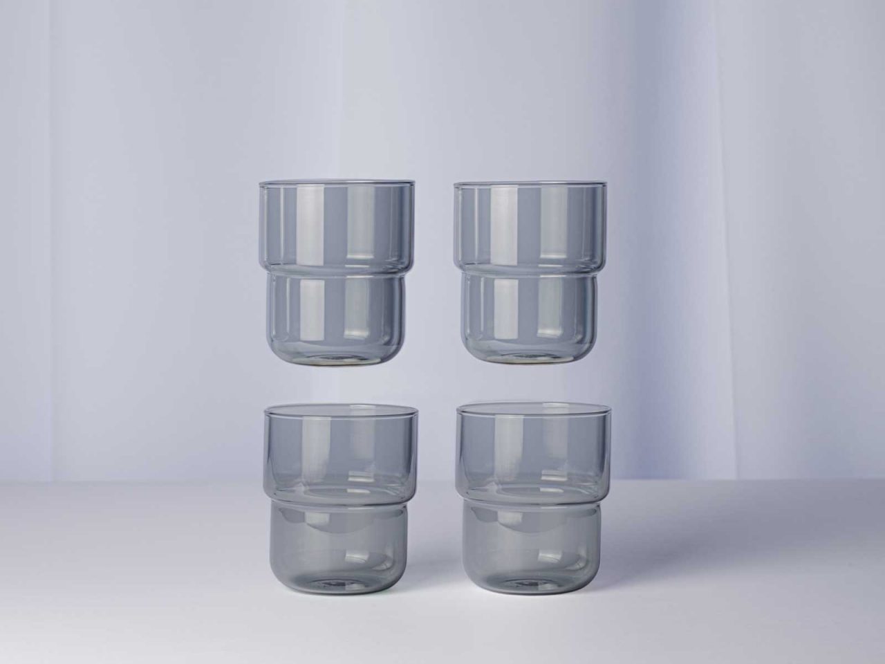 Multi colour stack glasses 250ml / 8.4 fluid ounces drinking glass