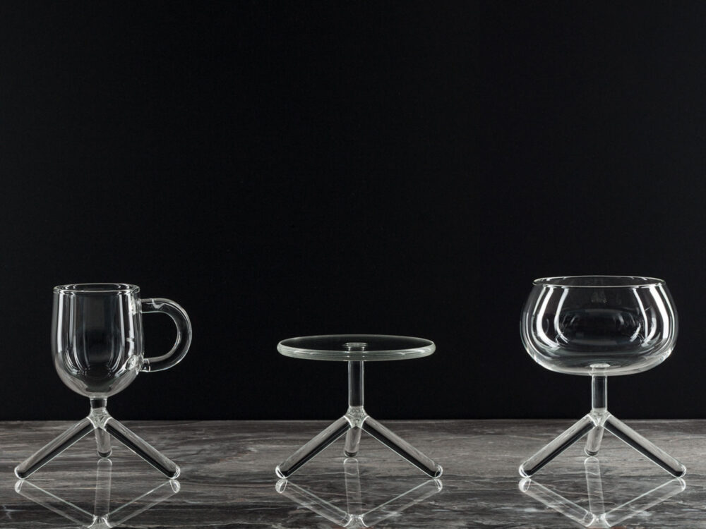 Coffee set 3 espresso, liqueur glass and plate gift for glass lovers