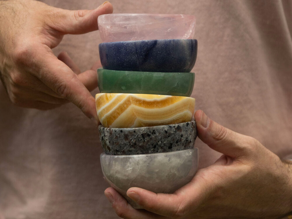 Hand Carved Crystal - Yooperlite - aventurine Cups and Coasters